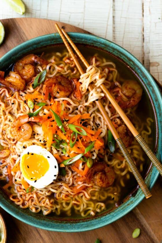 Chili Lime Shrimp Ramen Noodles - Modern Farmhouse Eats