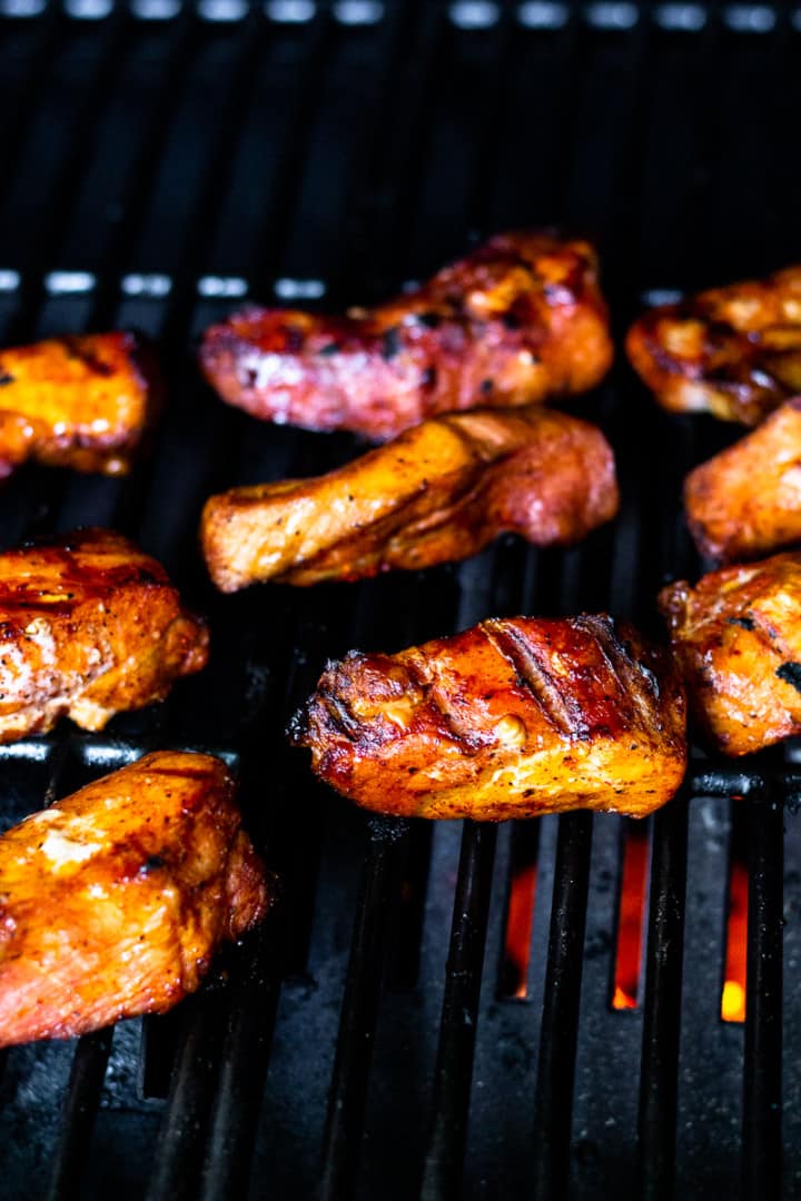 Grilled BBQ Boneless Pork Ribs with Peach Pico de Gallo & Cabbage Slaw ...