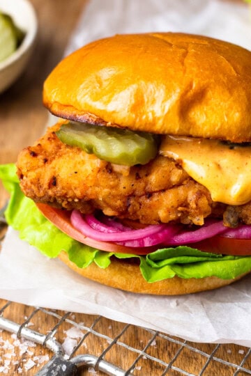 Buttermilk Crispy Chicken Burger with Smoky Aioli - Modern Farmhouse Eats