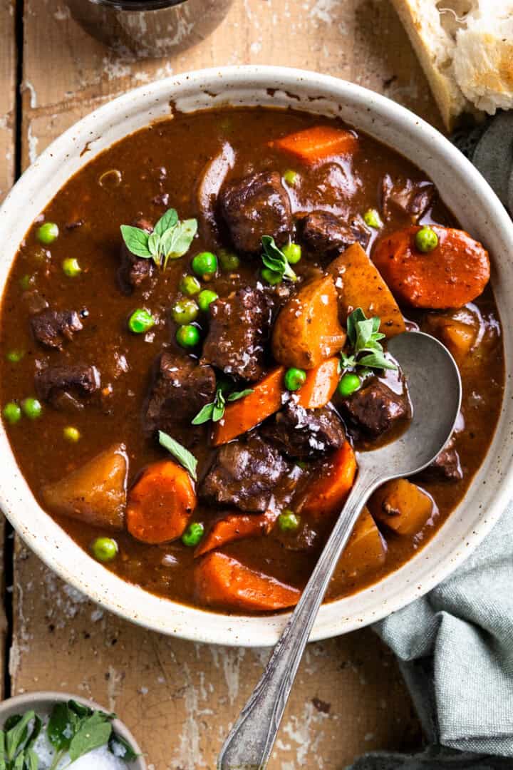 Slow Cooker Venison Stew (with Red Wine) - Modern Farmhouse Eats
