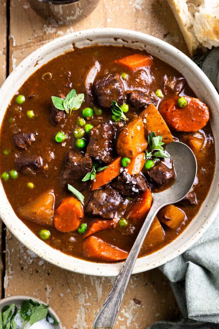 Slow Cooker Venison Stew (with Red Wine) - Modern Farmhouse Eats