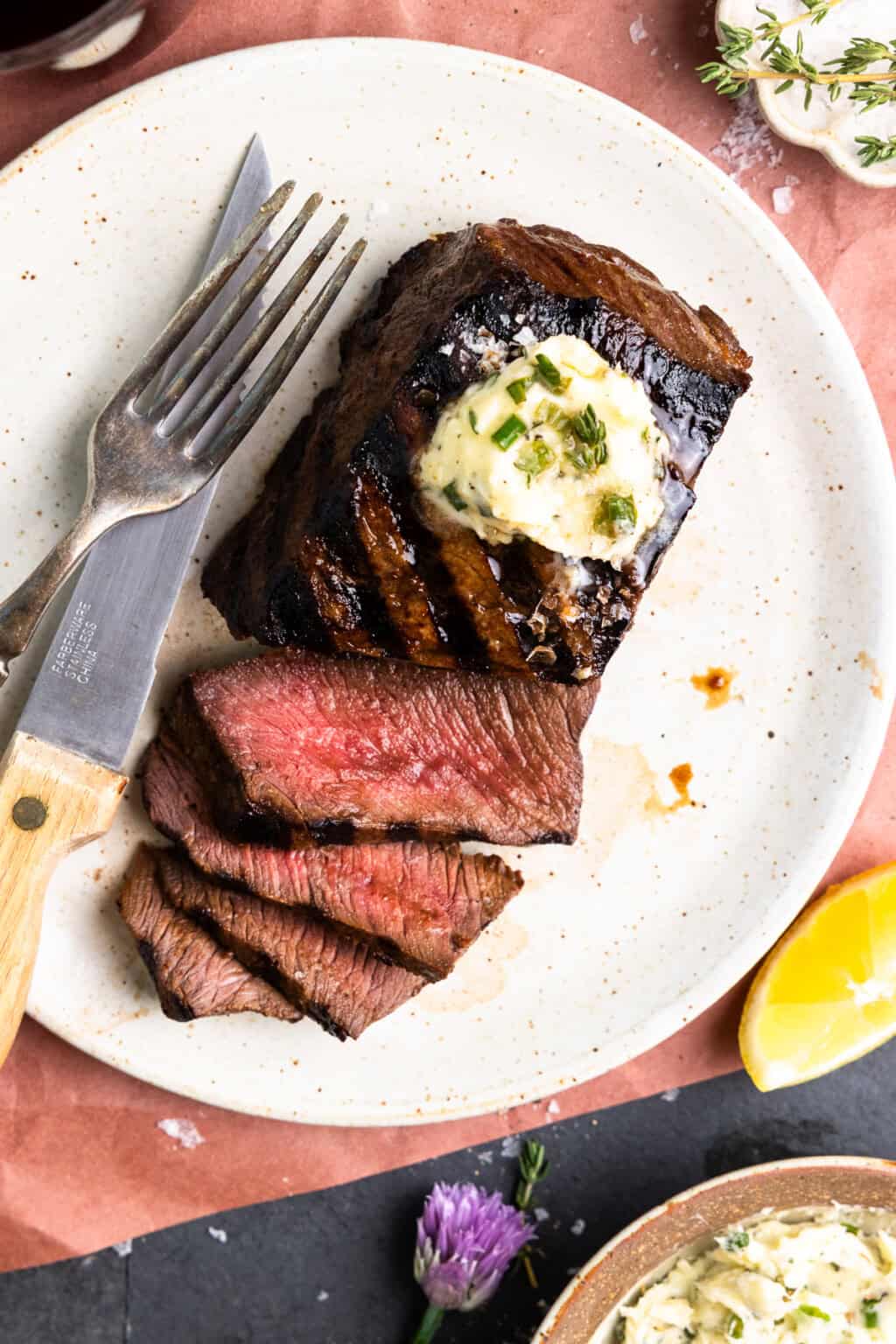 Marinated Venison Steak with Garlic Herb Butter - Modern Farmhouse Eats