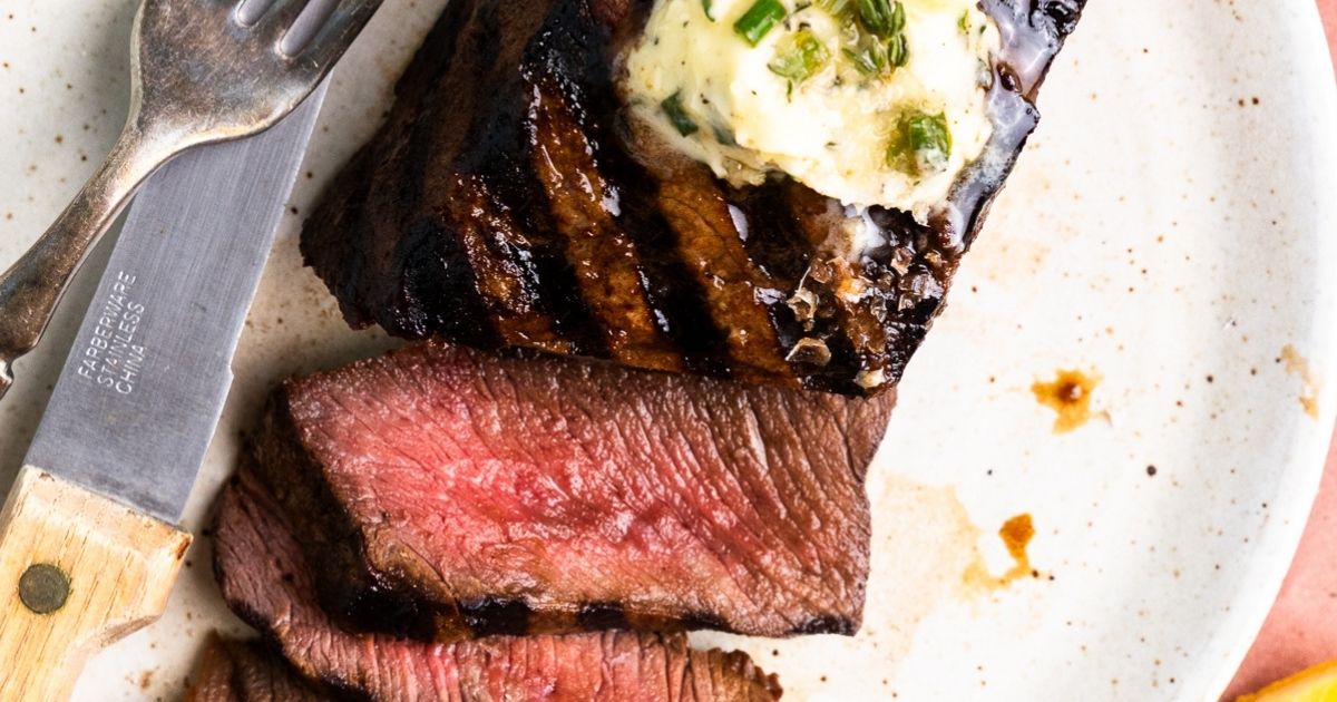 Marinated Venison Steak with Garlic Herb Butter - Modern Farmhouse Eats